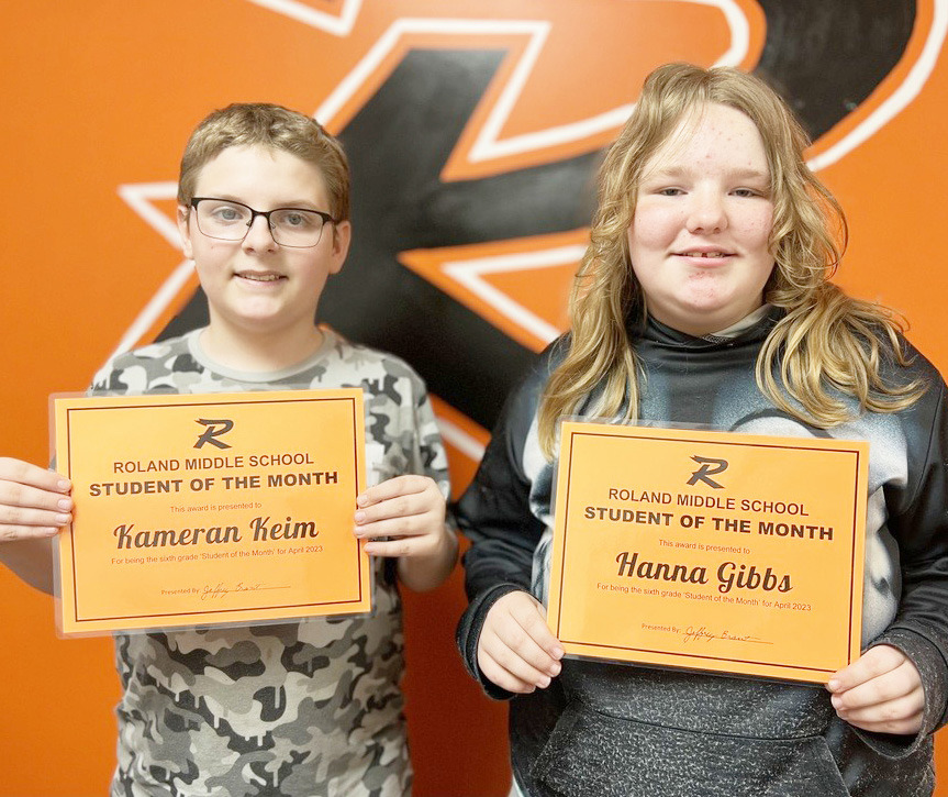 Roland Middle School Students of the Month - Sequoyah County Times